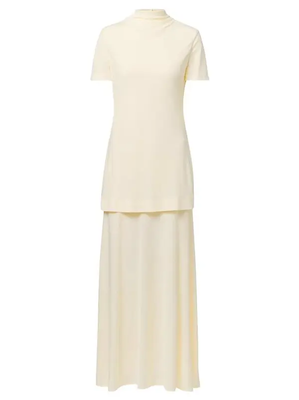 JIL SANDER Layered Crêpe Maxi Dress - White