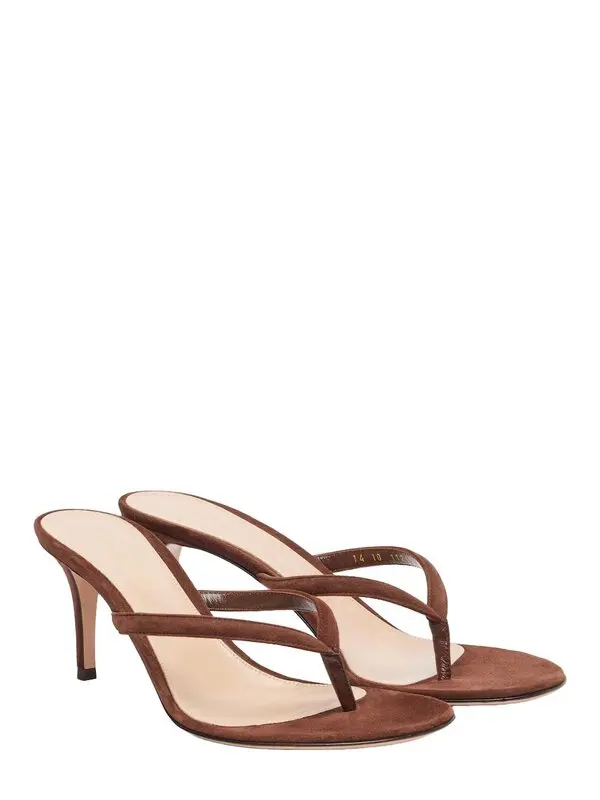 GIANVITO ROSSI Suede Thong Sandals - Chocolate