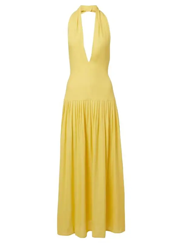 Proenza Schouler Tala Halterneck Georgette Maxi Dress - Yellow
