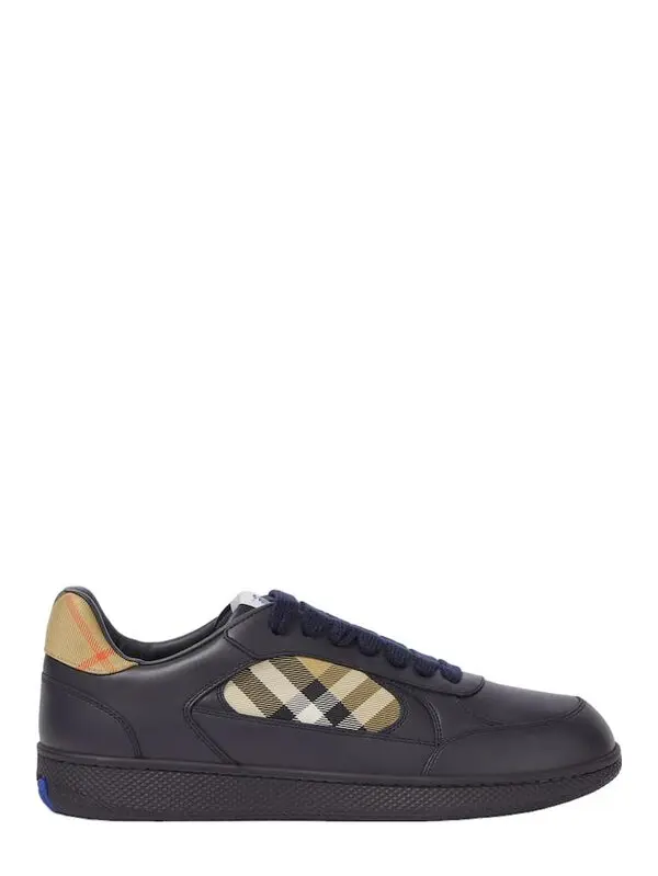 Burberry Check Leather Sneakers - Black