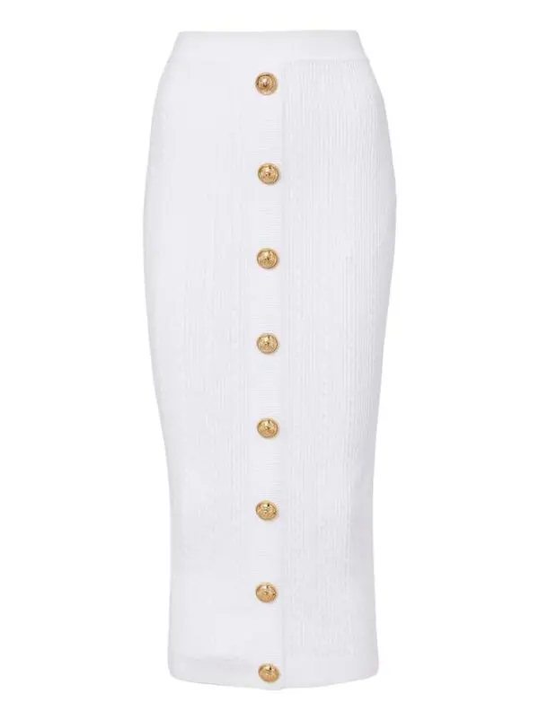 Balmain Cable-knit Midi Skirt - White