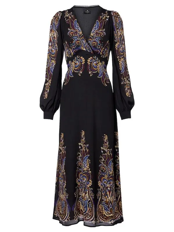 Etro Paisley Print Midi Dress - Black