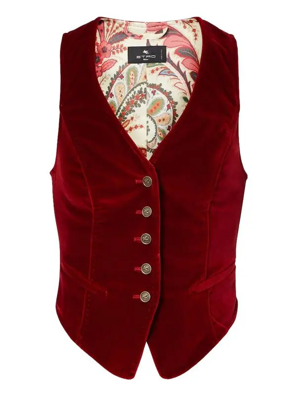 Etro Cotton Velvet Vest - Red