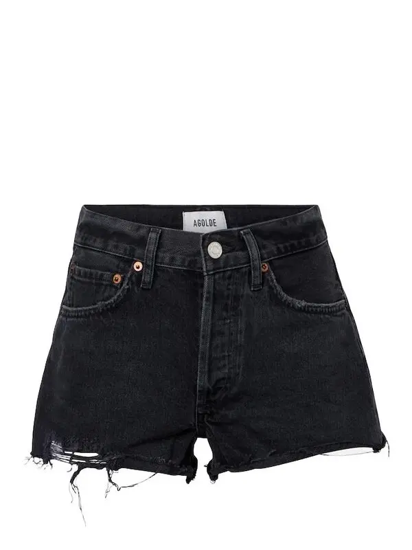 AGOLDE Parker Vintage Distressed Denim Shorts - Black