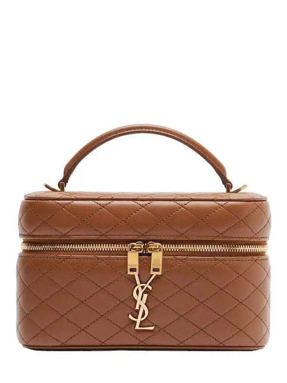 Saint Laurent Gaby Leather Vanity Bag - Brown