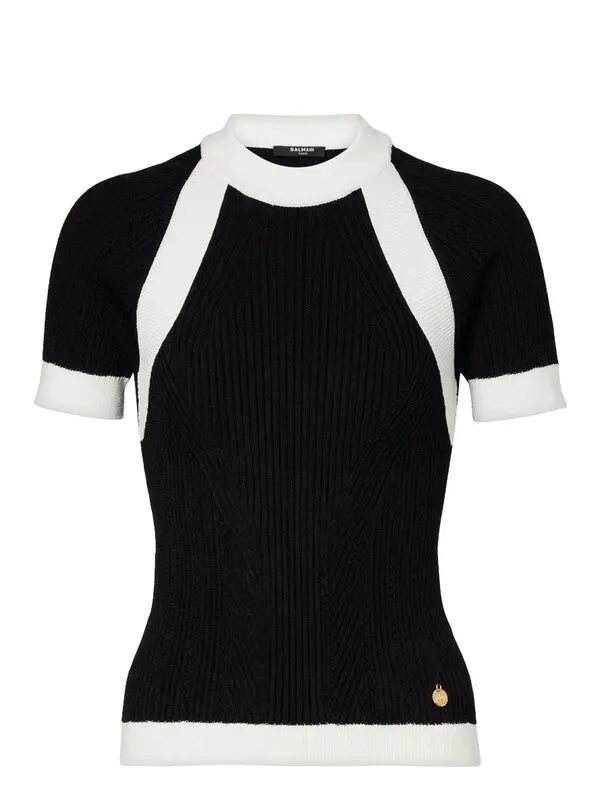 Balmain Ribbed-knit Top - Black