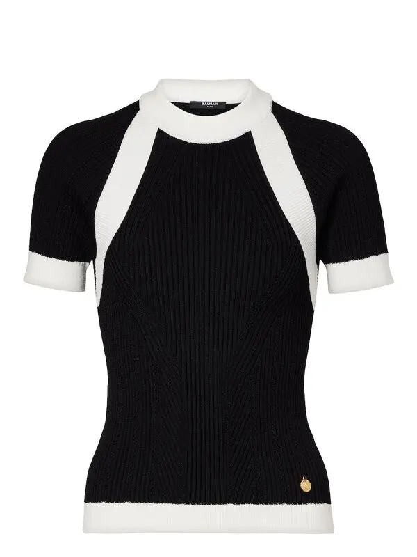 Balmain Ribbed-knit Top - Black
