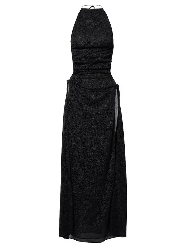 Oseree Lumière Open-back Maxi Dress - Black