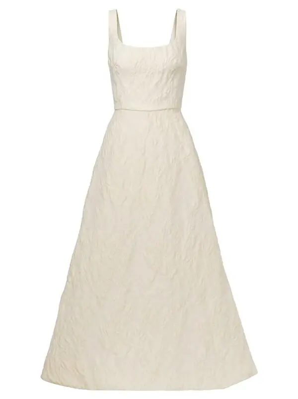Monique Lhuillier Floral Jacquard Gown - White