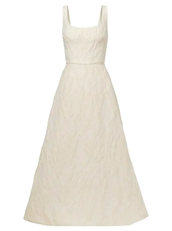 Monique Lhuillier Floral Jacquard Gown - White