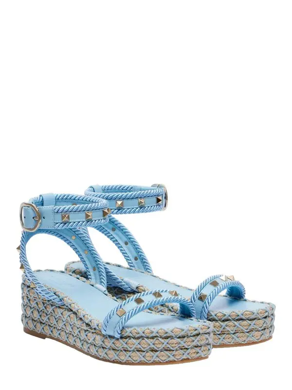 Valentino Garavani Rockstud Torchon Espadrille Sandals - Turquoise