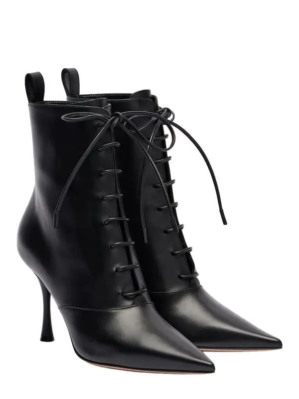 GIANVITO ROSSI Leather Lace-up Boots - Black