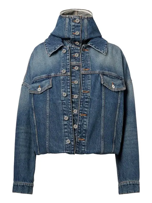 Jean Paul Gaultier Hooded Denim Jacket - Blue