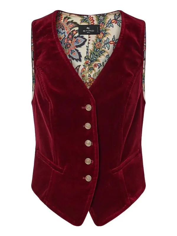 Etro Cotton Velvet Vest - Red