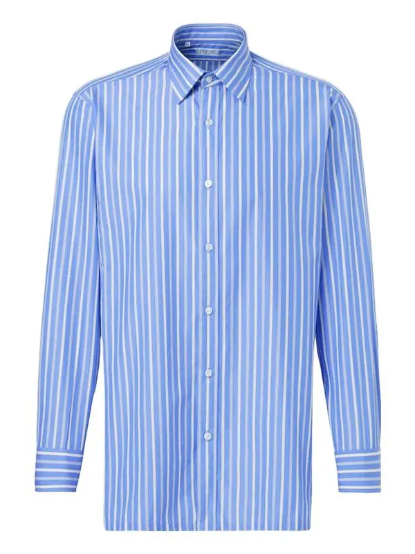 Charvet Striped Cotton Poplin Shirt - Blue