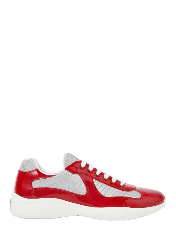 Prada America's Cup Leather-trimmed Sneakers - Red