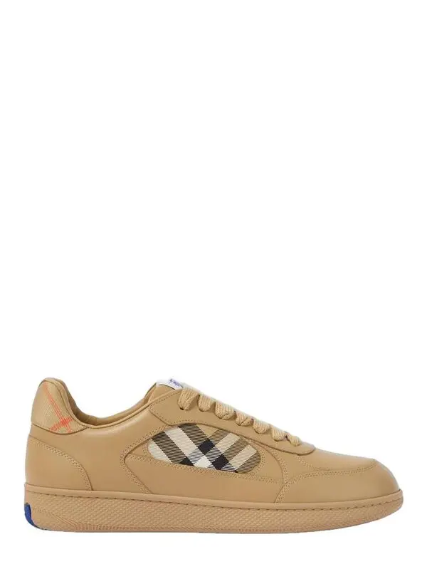 Burberry Check Leather Sneakers - Beige
