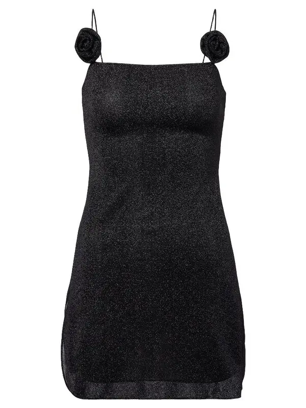 Oseree Lumière Floral-appliqué Minidress - Black