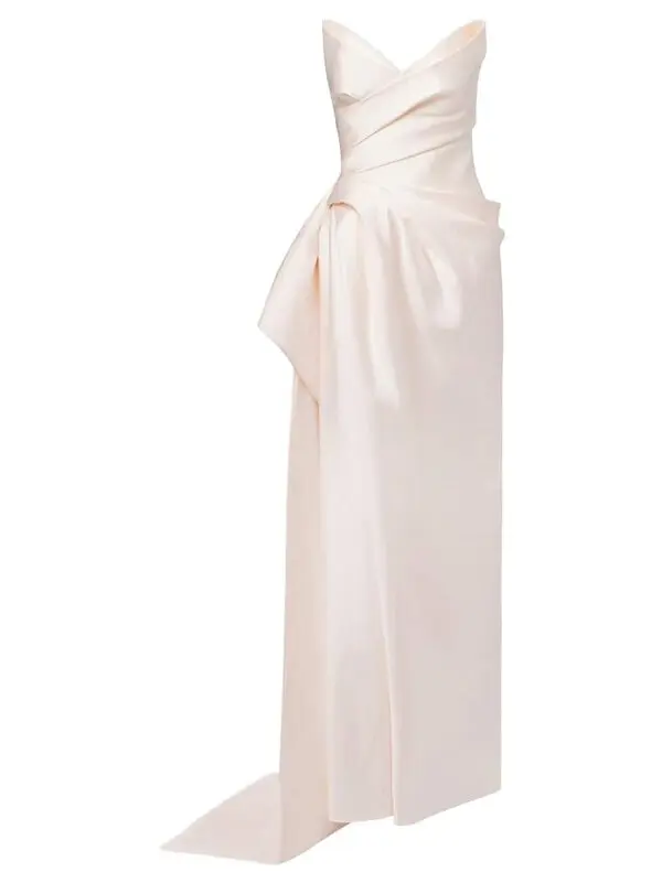 Monique Lhuillier Draped Strapless Mikado Gown - Pink
