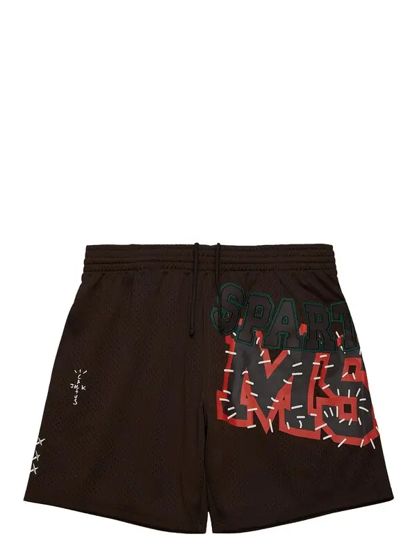 CACTUS JACK BY TRAVIS SCOTT Cactus Jack X Mitchell & Ness Michigan State University Shorts - Brown