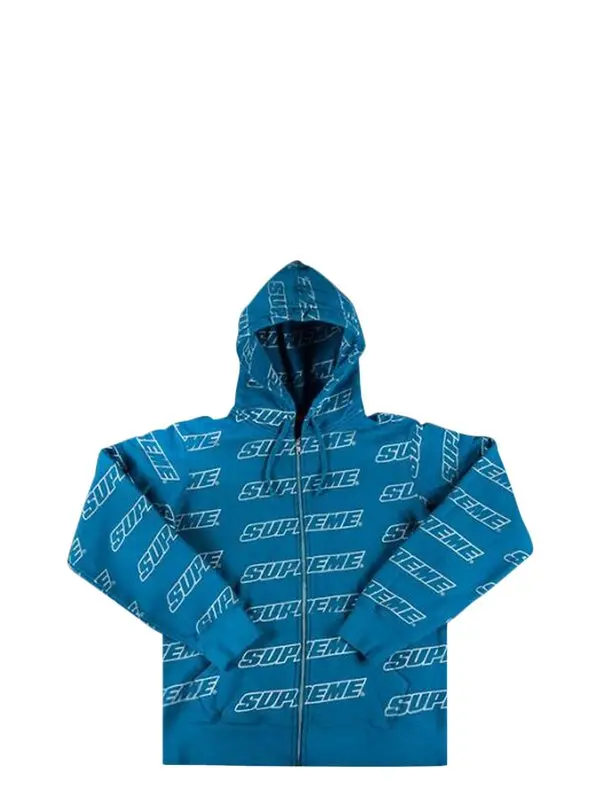 Supreme Repeat Zip Up Hooded Sweatshirt - Blue