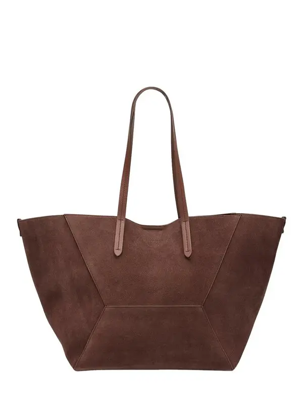 Brunello Cucinelli Duo Medium Suede Shopper Tote Bag - Burgundy