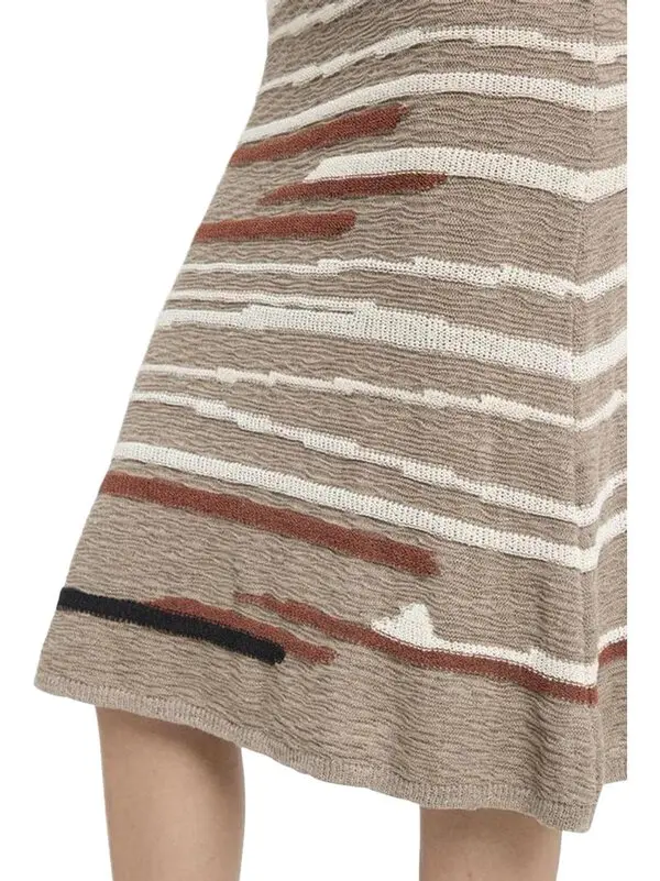 Bottega Veneta Linen-cotton Intarsia Knit Skirt - Storm
