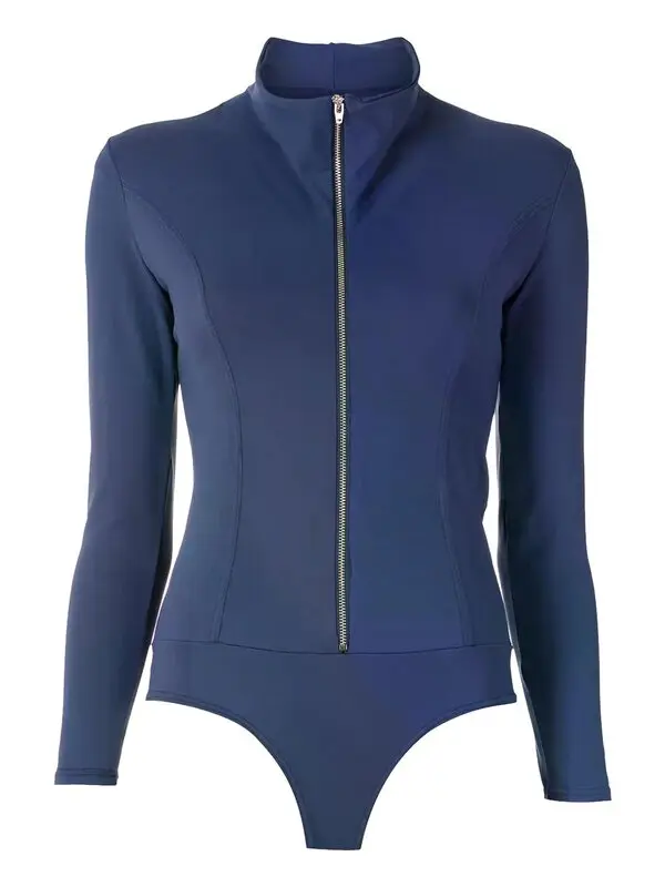 AMIR SLAMA Zipped Long Sleeve Bodysuit - Blue