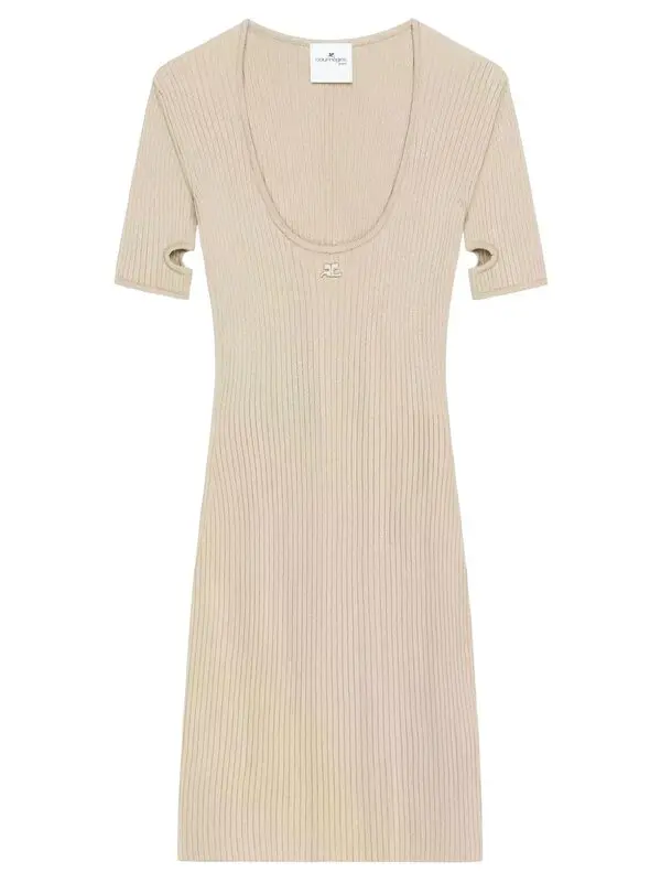COURREGES Cut-out Mini Dress - Neutrals