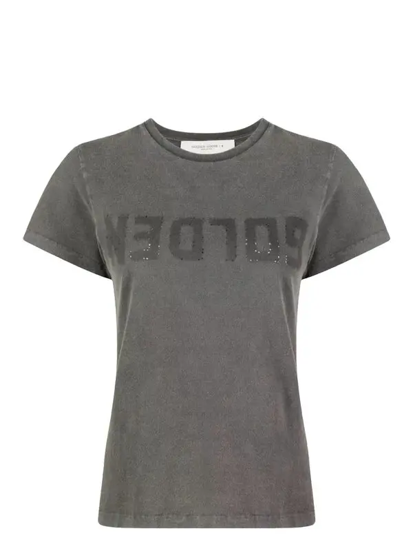GOLDEN GOOSE Distressed Logo-print T-shirt - Grey