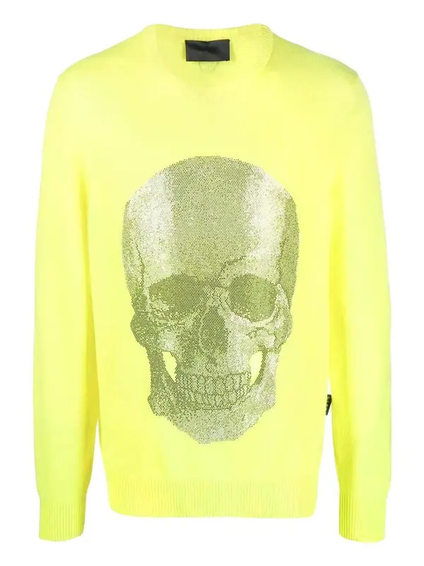 Philipp Plein Skull Logo Knitted Sweater - Yellow
