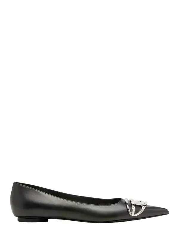 DIESEL® D-venus Leather Ballerina Shoes - Black