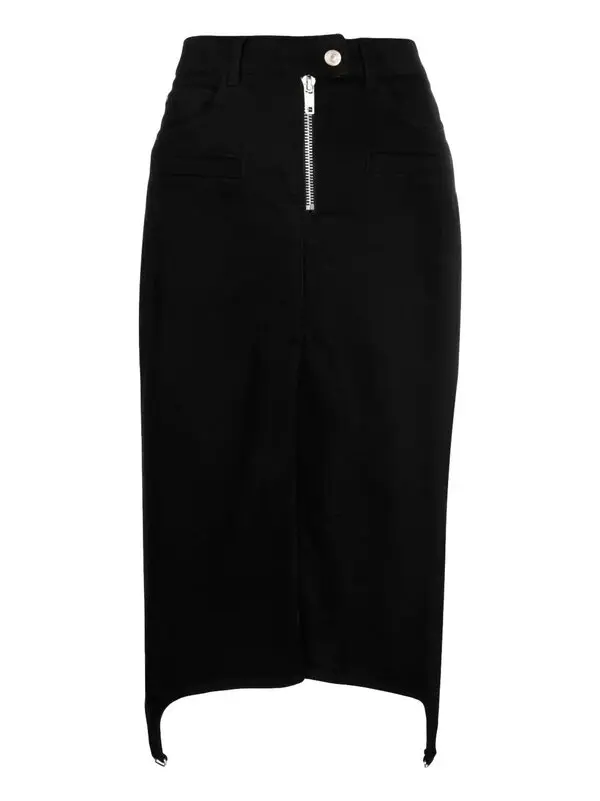 COURREGES Asymmetric Zipped Denim Skirt - Black