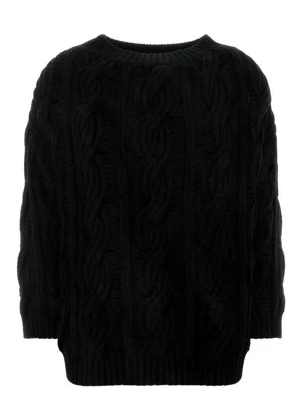 Valentino Garavani Cable Knit Virgin Wool Sweater - Black