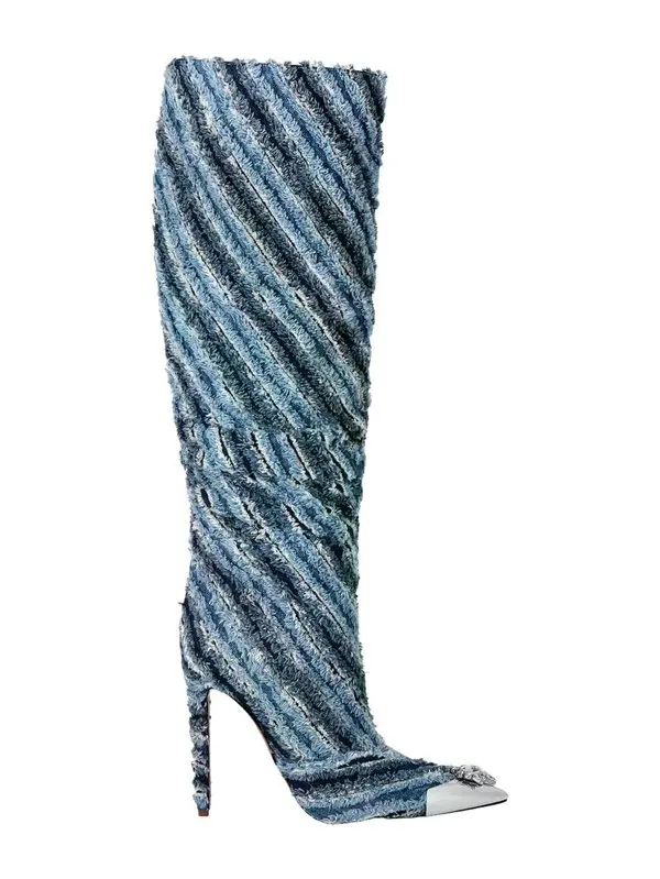 Philipp Plein 120mm Mix Denim High Boots - Blue