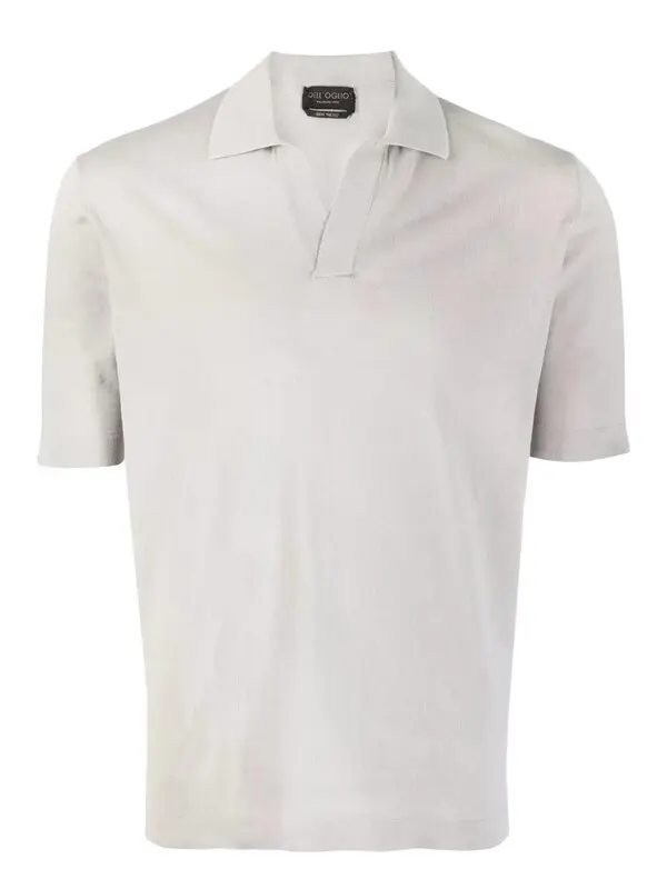 DELL'OGLIO Open-placket Cotton Polo Shirt - Grey