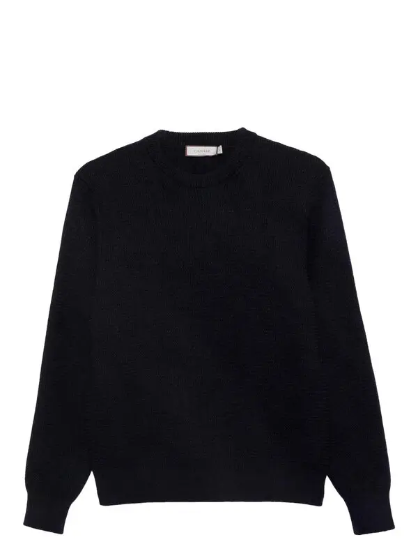 Canali Waffle-knit Merino Wool Sweater - Blue