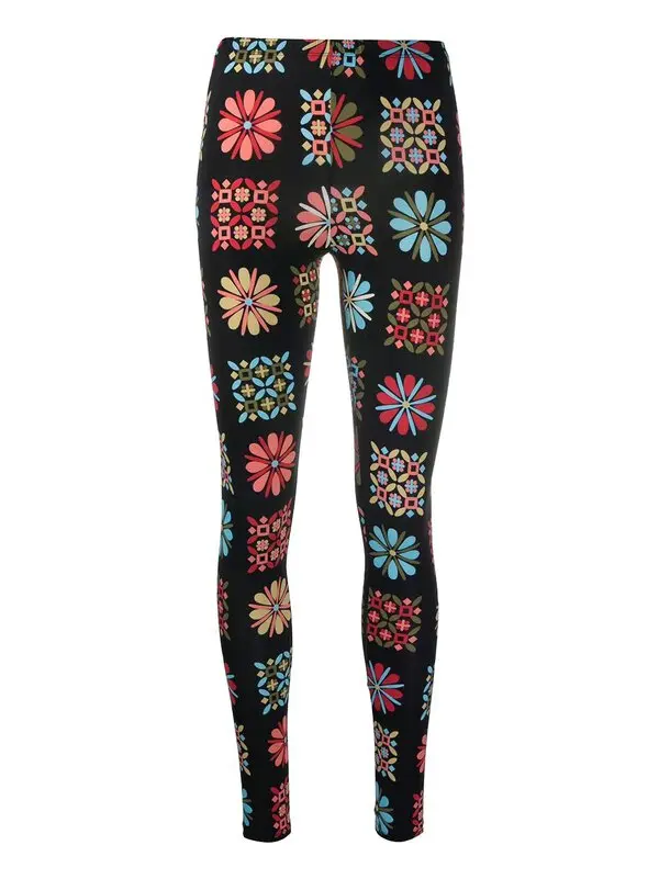 La DoubleJ Floral Stretch Leggings - Black