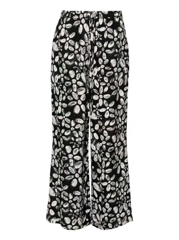 Marni Floral Crepe Straight Trousers - Black
