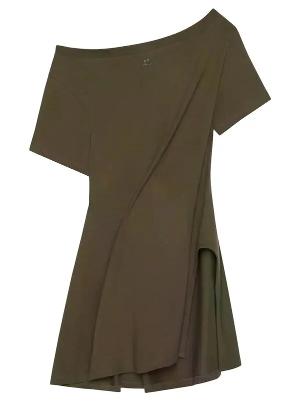 COURREGES Boat Neck Mini Dress - Green