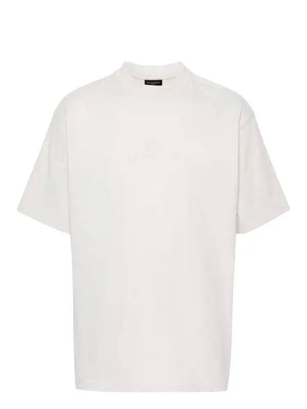 Balenciaga Logo-embroidered T-shirt - Neutrals