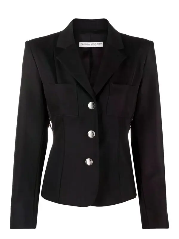 Alessandra Rich Lace-up Wool-blend Blazer - Black