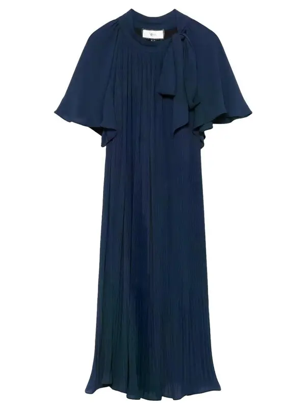 NISSA Plissé Midi Dress - Blue