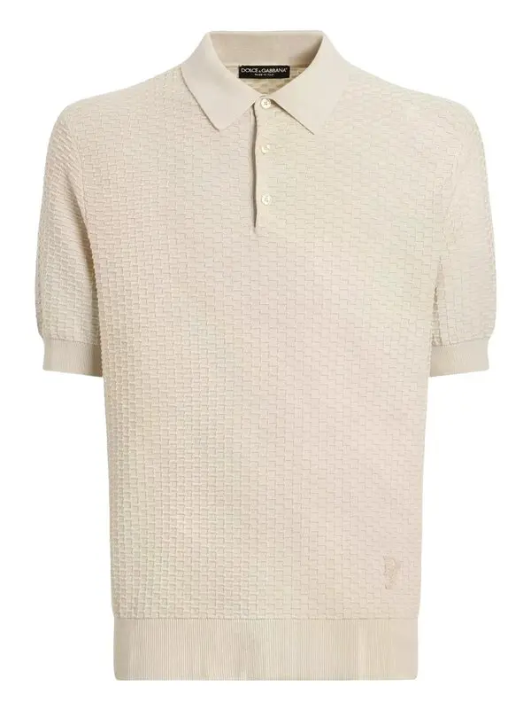 Dolce & Gabbana Knitted Polo Shirt - Neutrals