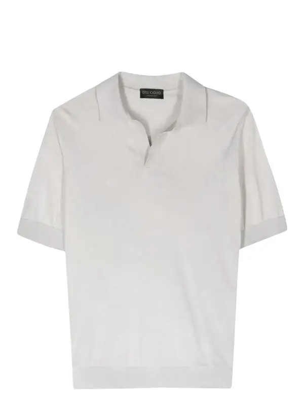 DELL'OGLIO Split-neck Cotton Polo Shirt - Grey