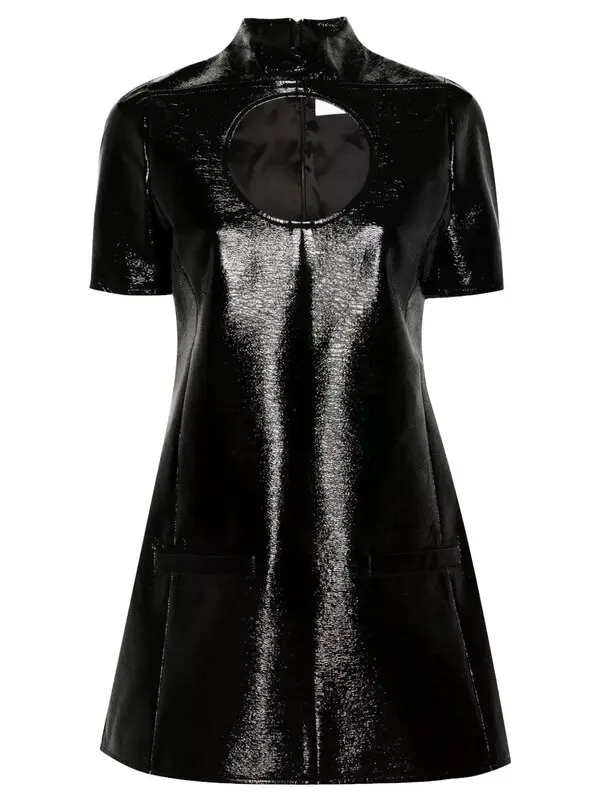 COURREGES Cut-out Polished-finish Minidress - Black