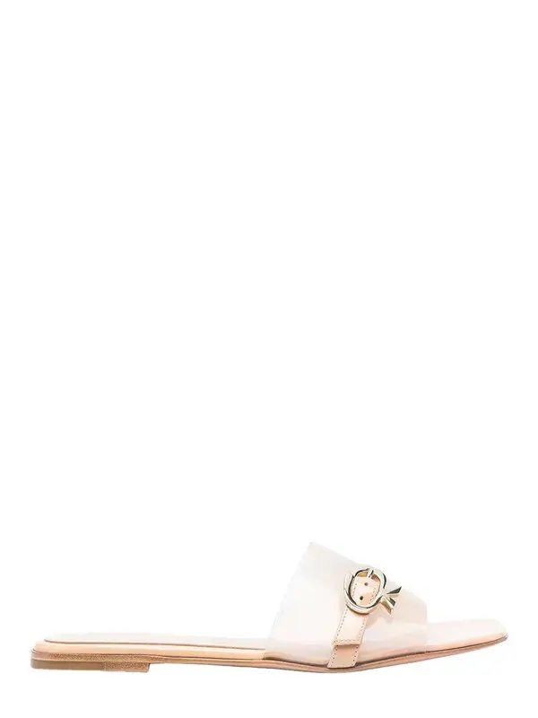 GIANVITO ROSSI Buckle-detail Square-toe Sandals - Neutrals
