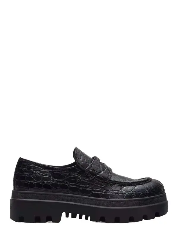Car Shoe Crocodile-effect Leather Moccasins - Black
