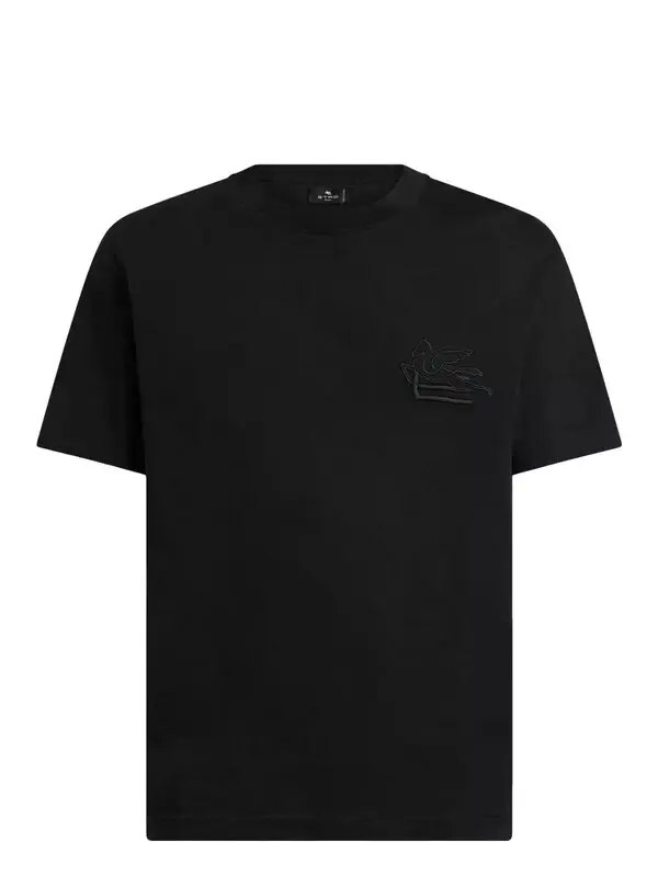 Etro Logo-embroidered Cotton T-shirt - Black