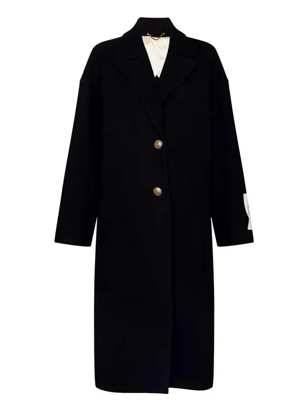 GOLDEN GOOSE Single-breasted Coat With Logo Patch - Blue